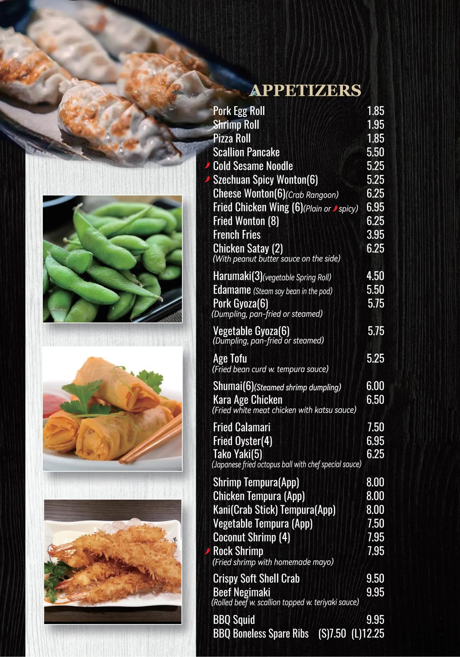 Asian Restaurant Menu